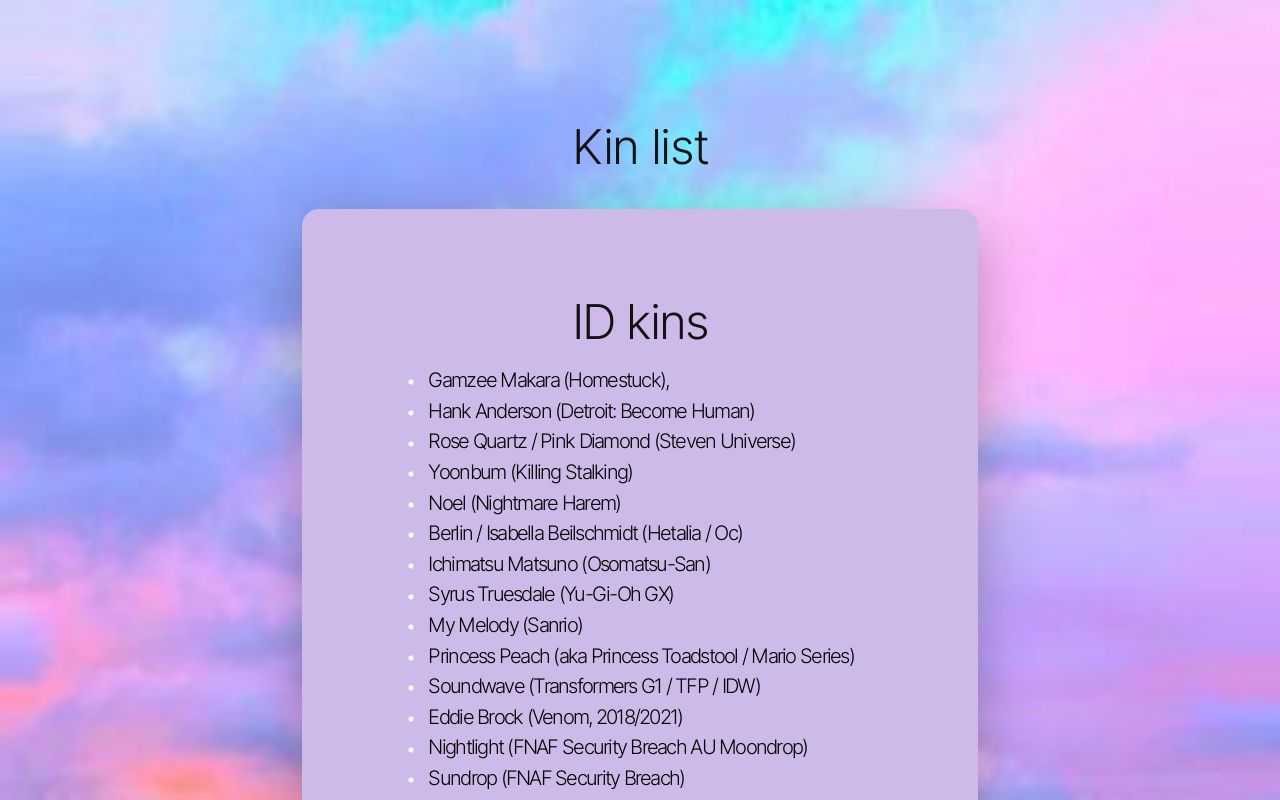 Kin list